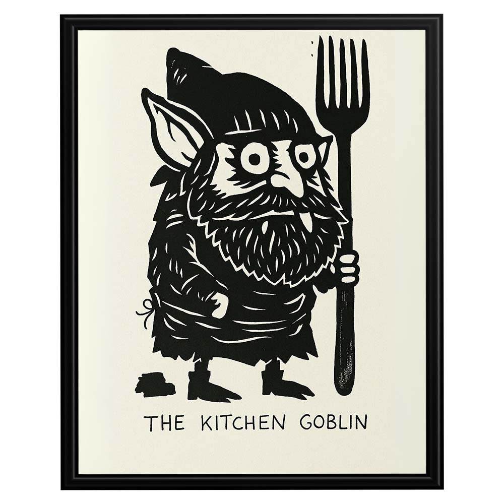 InkFlow The Kitchen Goblin Poster – Whimsical Kitchen Wall Art ...